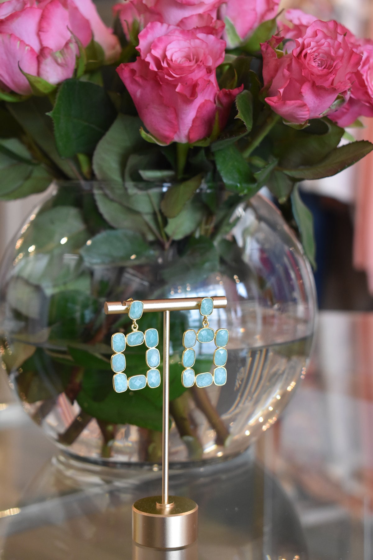 Amazonite Mini Oprah Rectangular Bezel Open Drop Earrings – French Cuff ...